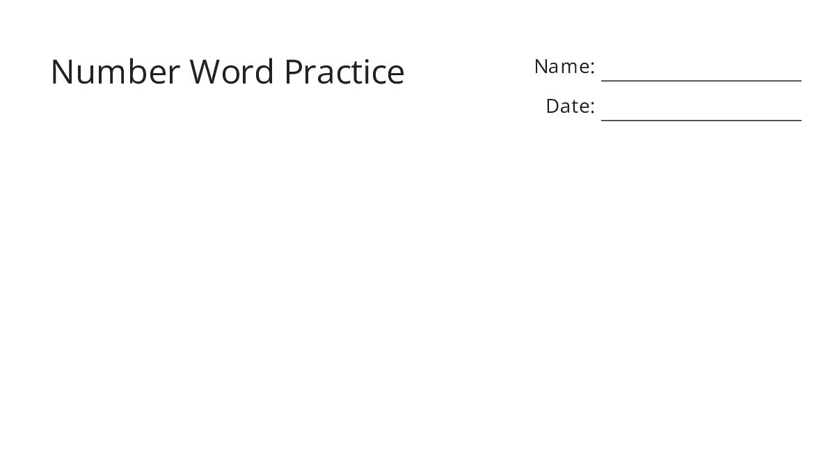 Number Word Practice - My Worksheet Maker: Create Your Own Worksheets