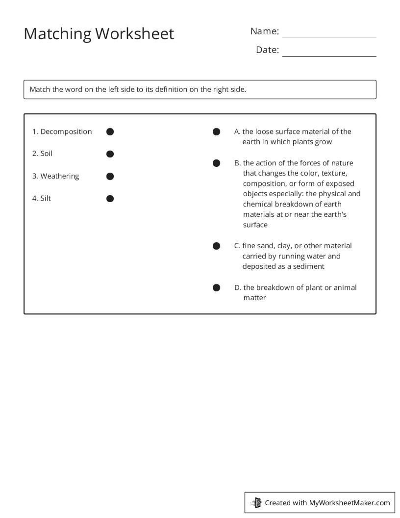 Matching Worksheet - My Worksheet Maker: Create Your Own Worksheets