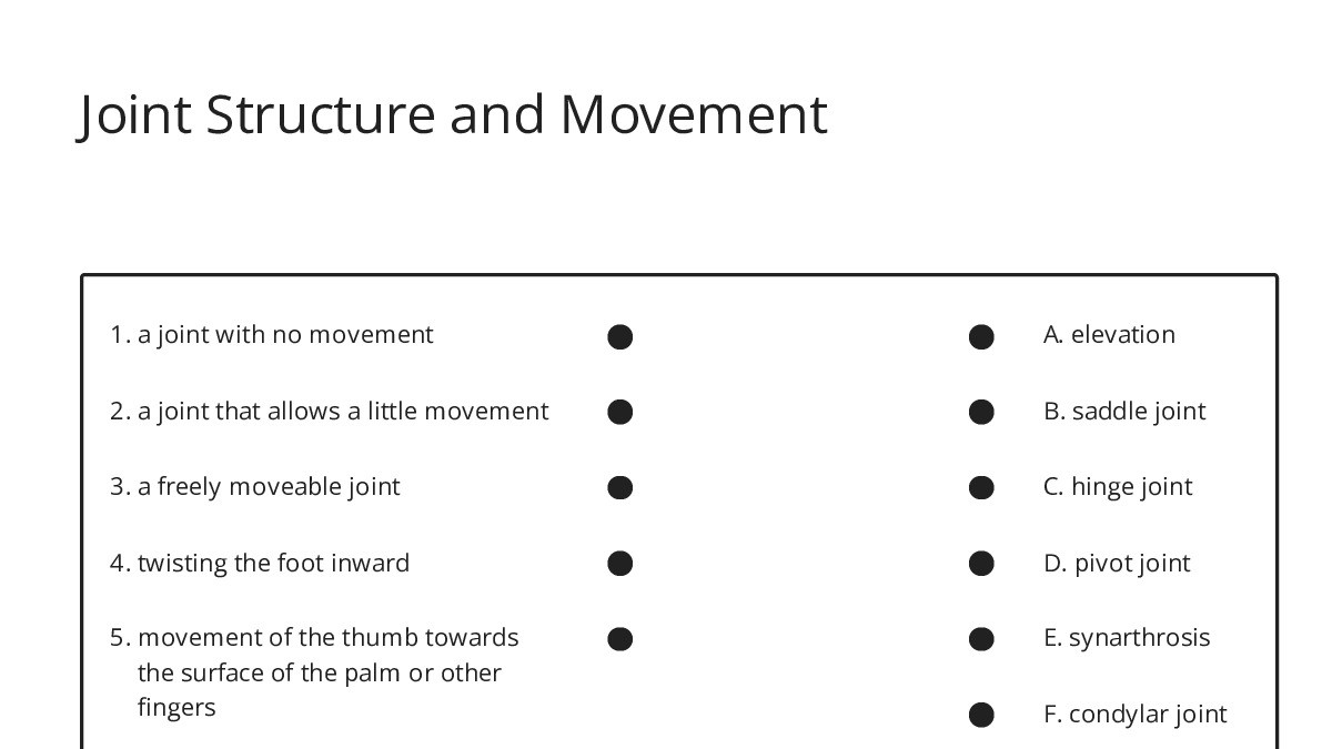 Joint Structure and Movement - My Worksheet Maker: Create Your Own ...