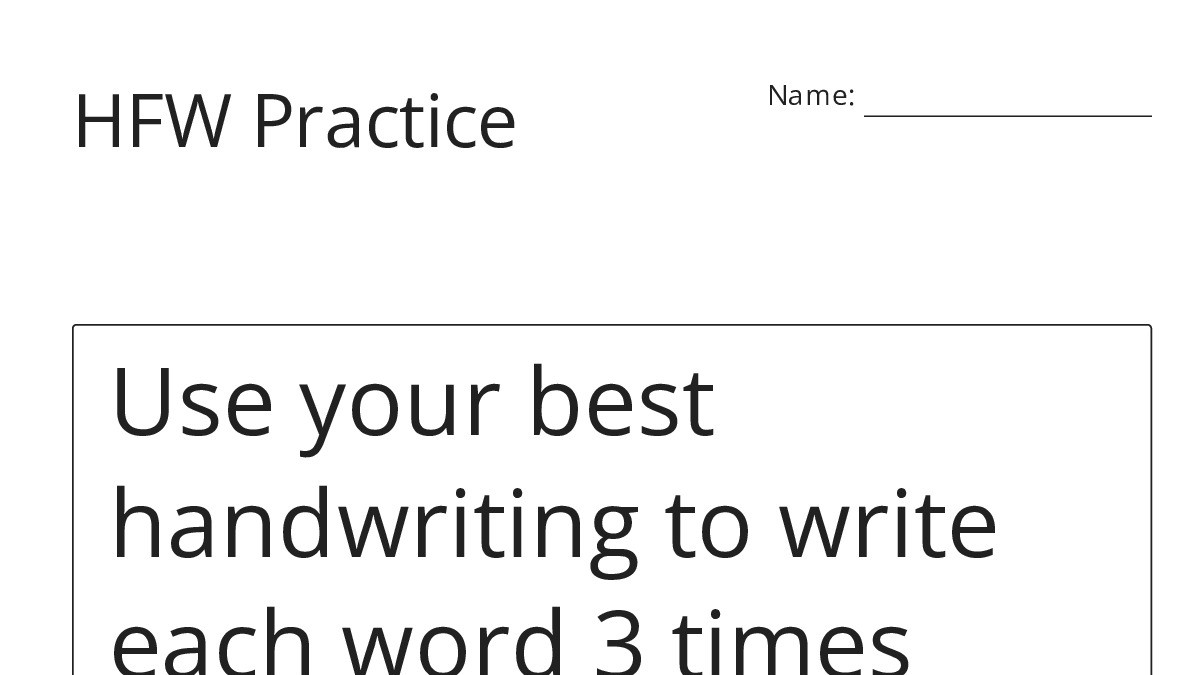 HFW Practice - My Worksheet Maker: Create Your Own Worksheets