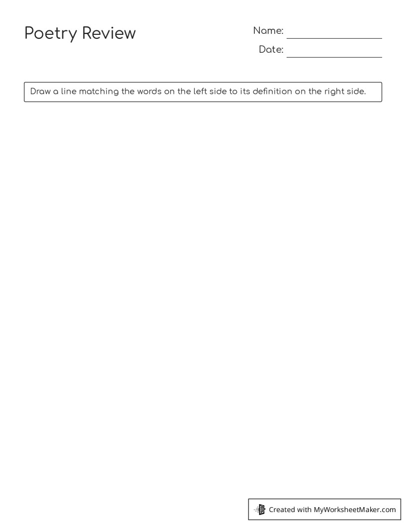 Poetry Review - My Worksheet Maker: Create Your Own Worksheets
