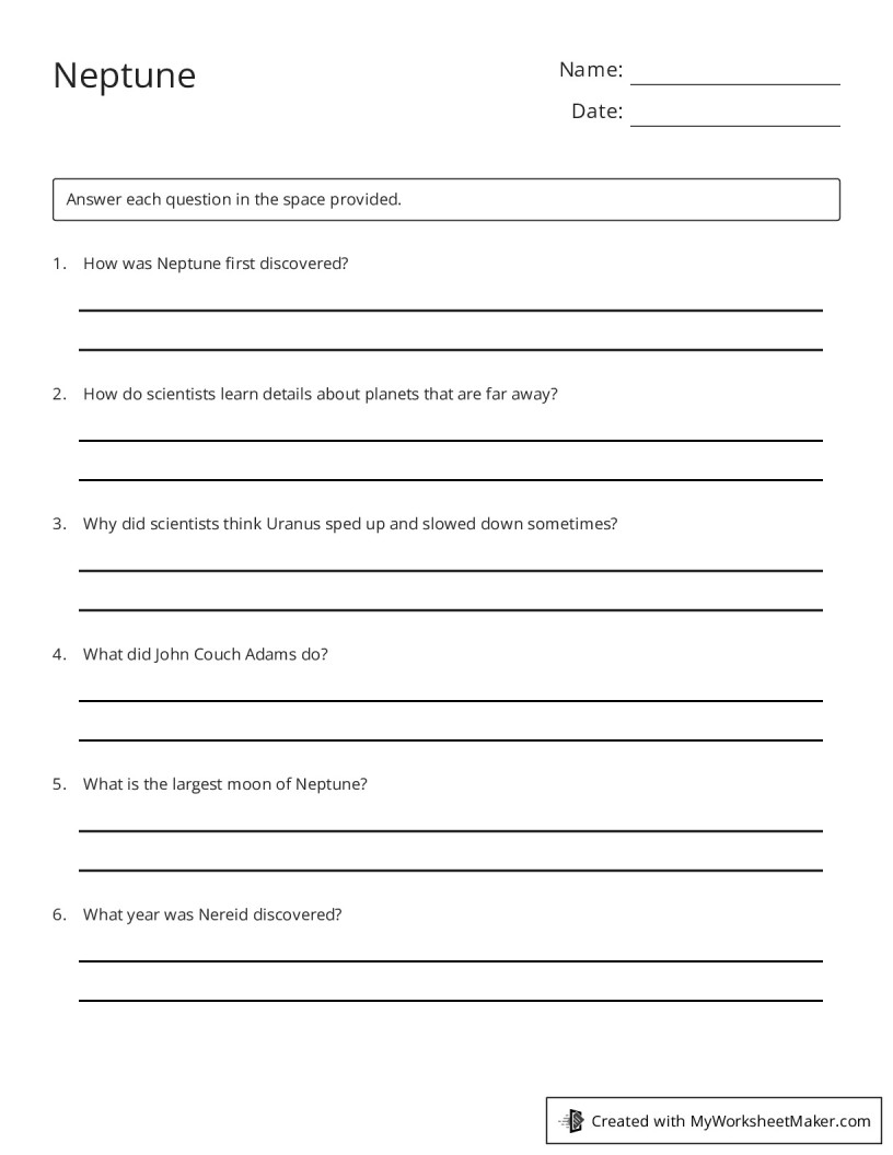 Neptune - My Worksheet Maker: Create Your Own Worksheets