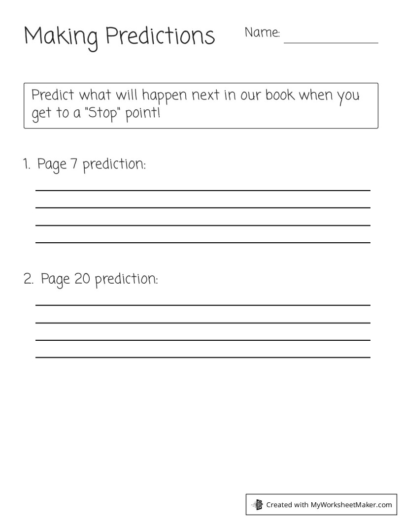 Making Predictions - My Worksheet Maker: Create Your Own Worksheets
