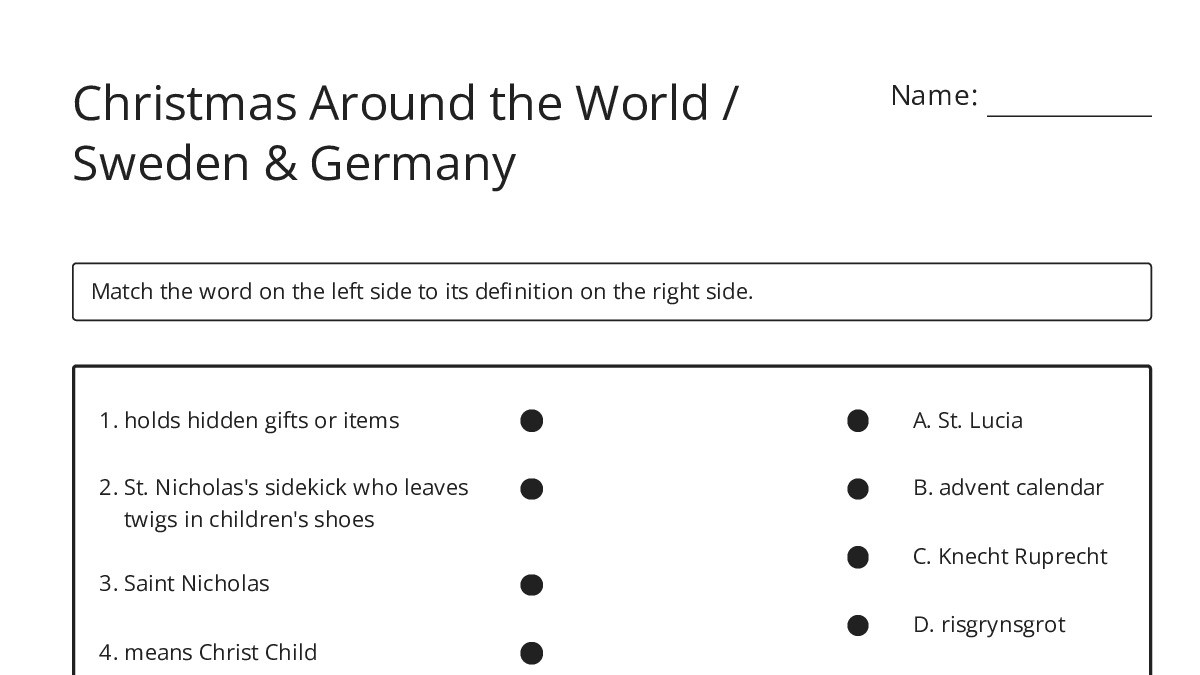 Christmas Around the World / Sweden & Germany - My Worksheet Maker ...