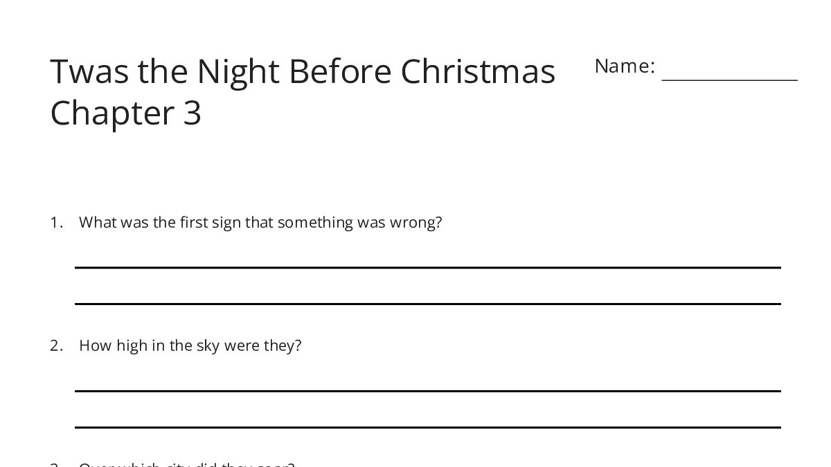 Twas the Night Before Christmas Chapter 3 - My Worksheet Maker: Create ...