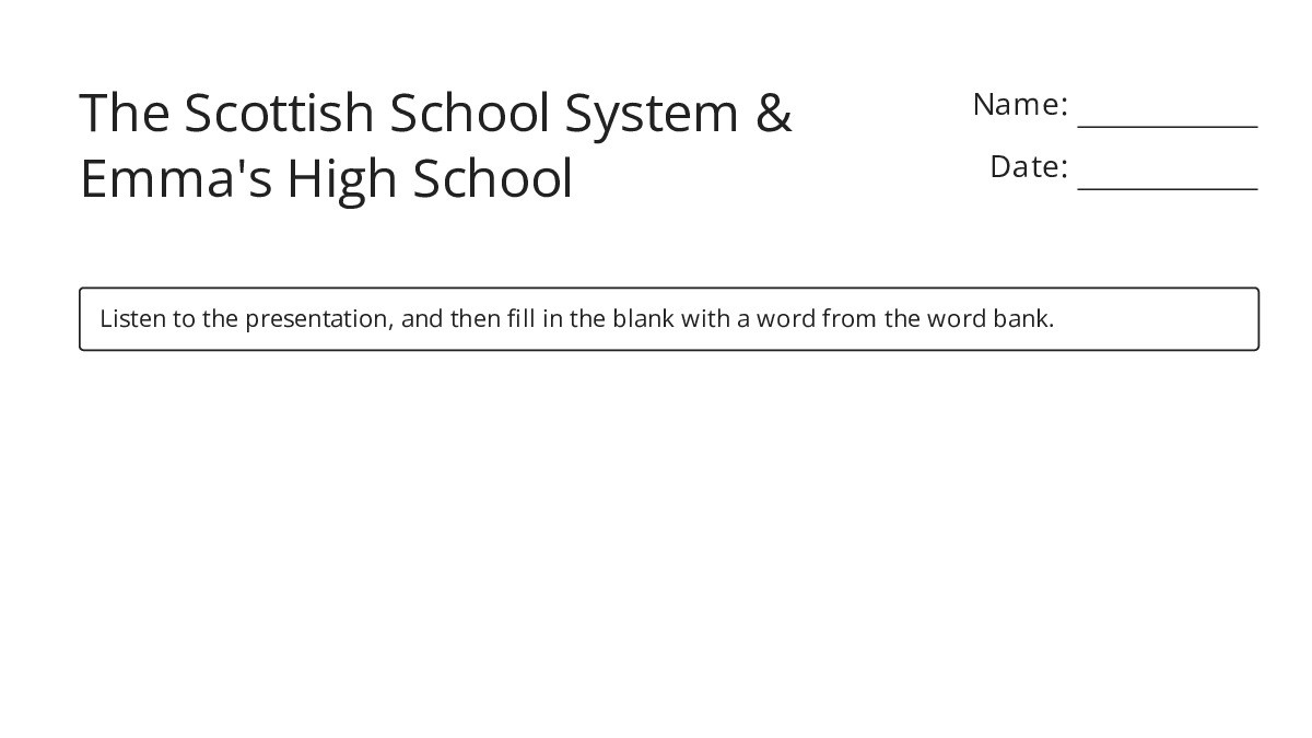 The Scottish School System & Emma's High School - My Worksheet Maker ...