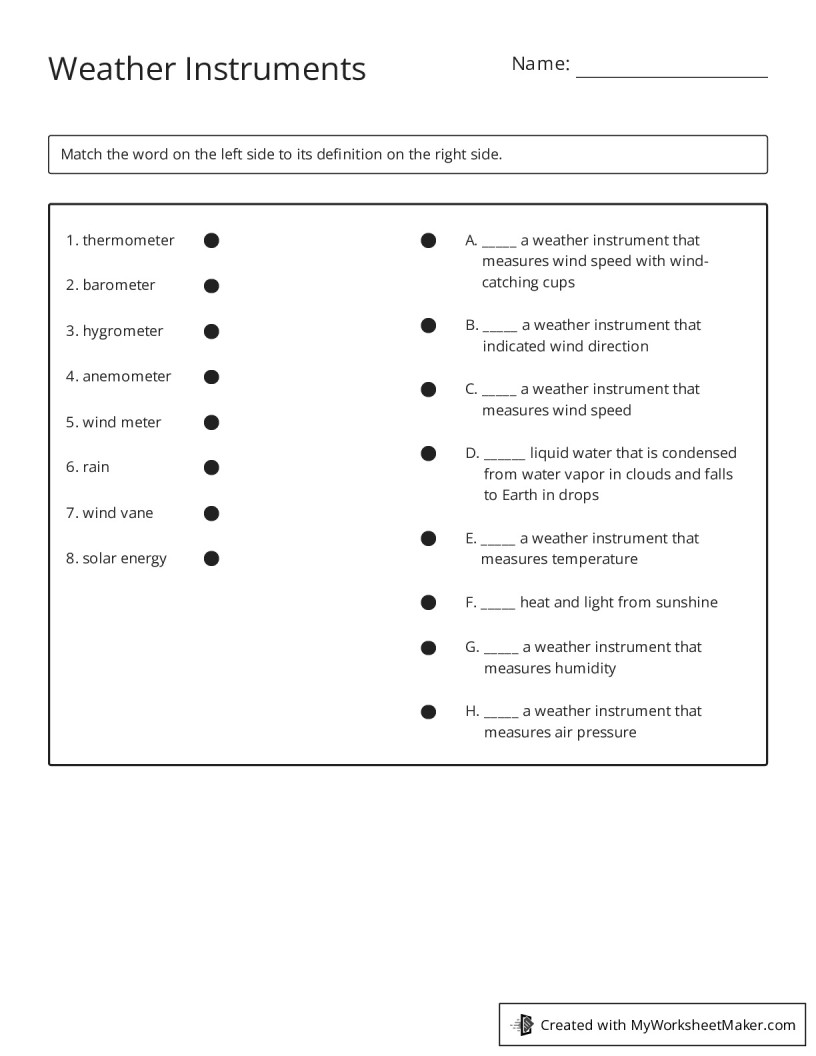 Weather Instruments - My Worksheet Maker: Create Your Own Worksheets