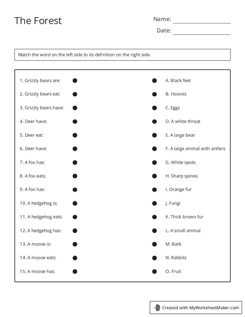 The Forest - My Worksheet Maker: Create Your Own Worksheets