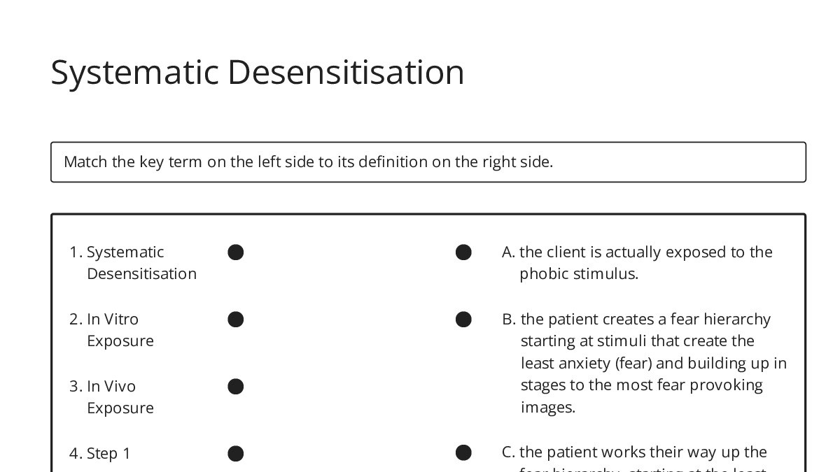 Systematic Desensitisation - My Worksheet Maker: Create Your Own Worksheets