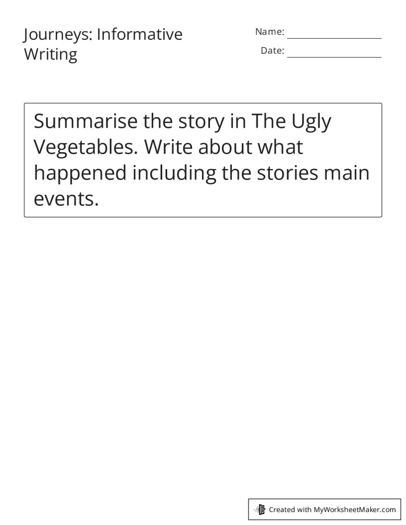 Journeys: Informative Writing - My Worksheet Maker: Create Your Own ...