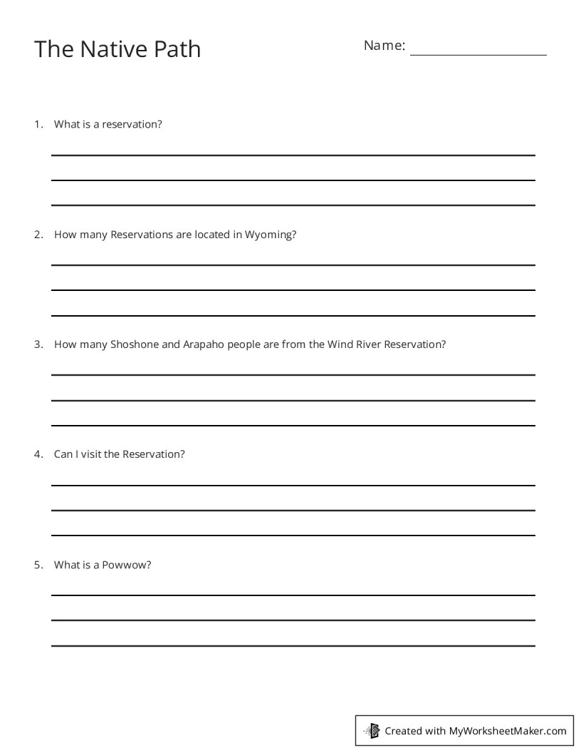 The Native Path - My Worksheet Maker: Create Your Own Worksheets