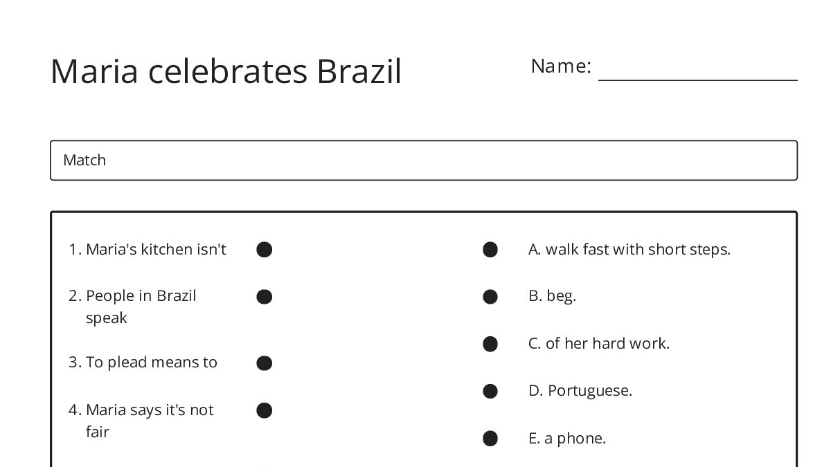 Maria celebrates Brazil - My Worksheet Maker: Create Your Own Worksheets