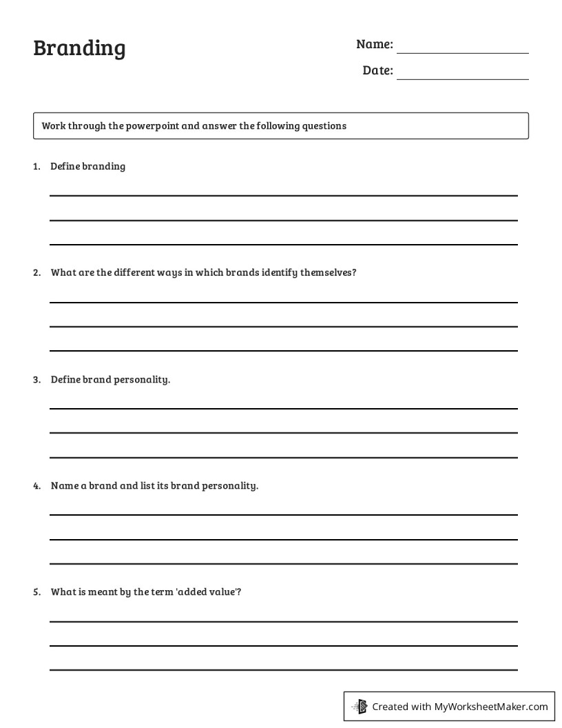 Branding - My Worksheet Maker: Create Your Own Worksheets