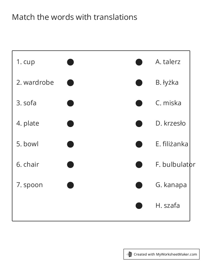 Match the words with translations - My Worksheet Maker: Create Your Own ...