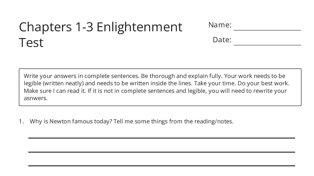 Chapters 1-3 Enlightenment Test - My Worksheet Maker: Create Your Own ...