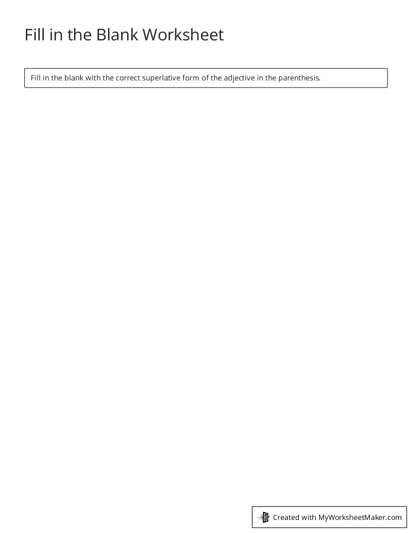 Fill in the Blank Worksheet - My Worksheet Maker: Create Your Own ...