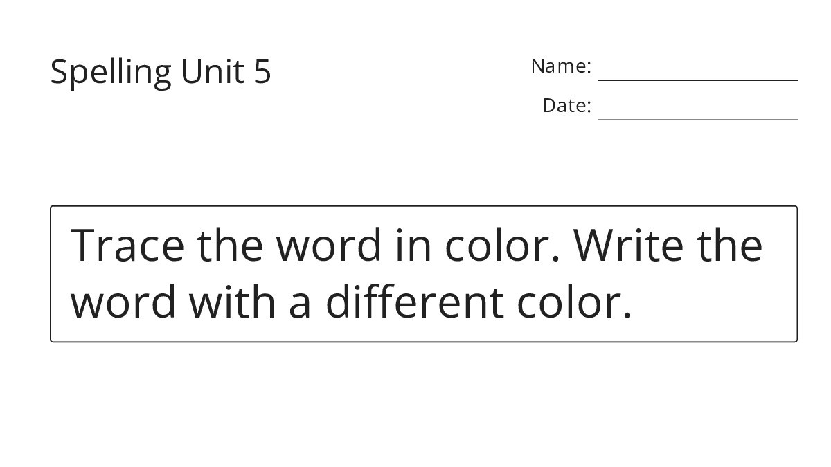 Spelling Unit 5 - My Worksheet Maker: Create Your Own Worksheets