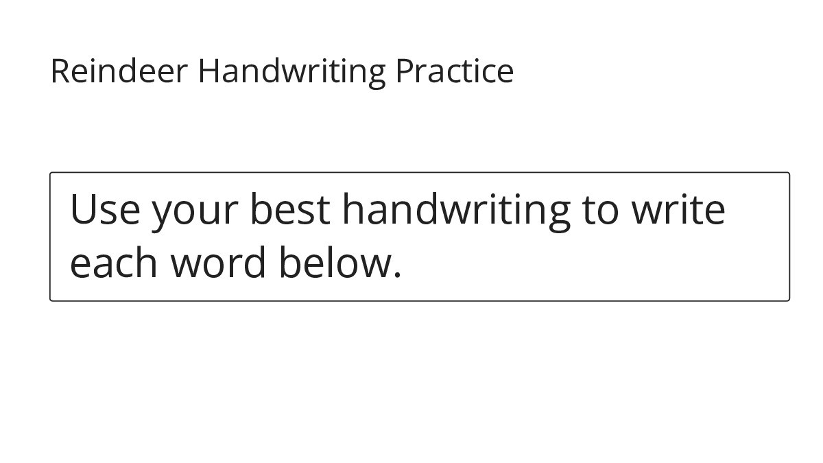 Reindeer Handwriting Practice - My Worksheet Maker: Create Your Own ...