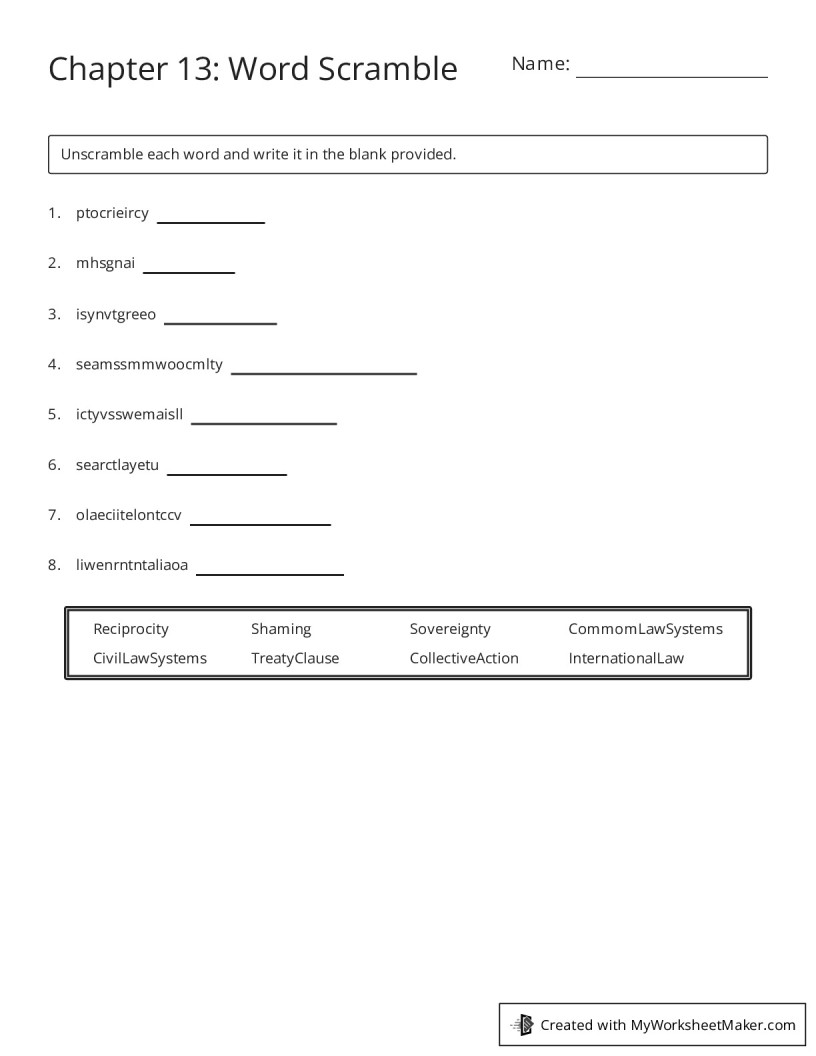 Chapter 13: Word Scramble - My Worksheet Maker: Create Your Own Worksheets