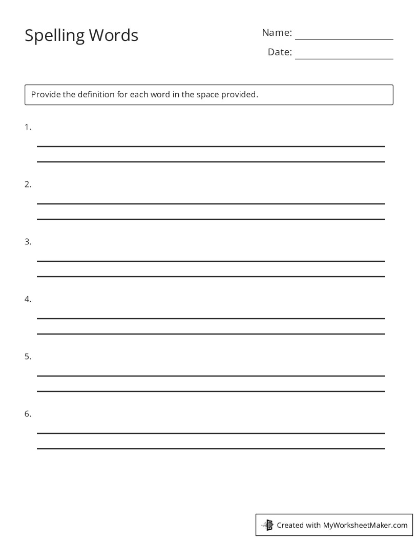 Spelling Words - My Worksheet Maker: Create Your Own Worksheets