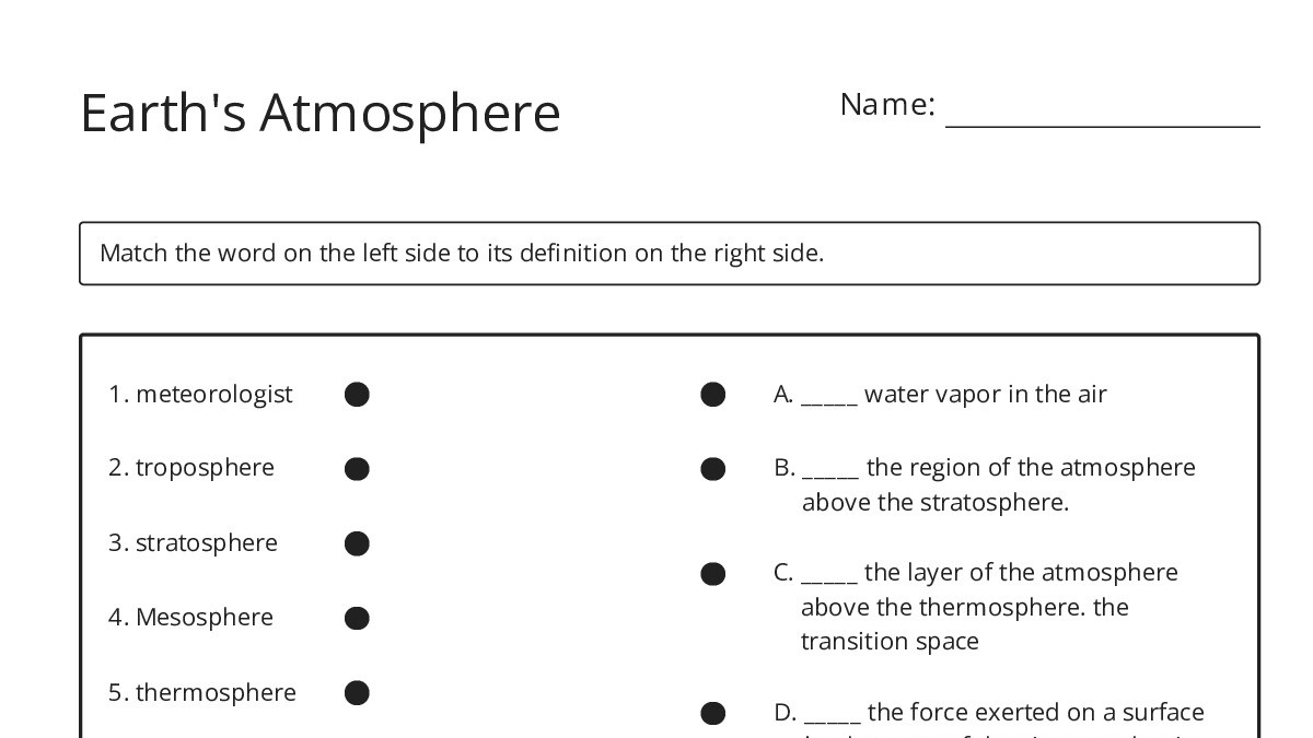 Earth's Atmosphere - My Worksheet Maker: Create Your Own Worksheets