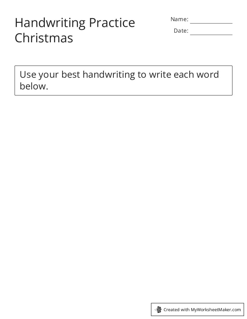 Handwriting Practice Christmas - My Worksheet Maker: Create Your Own ...