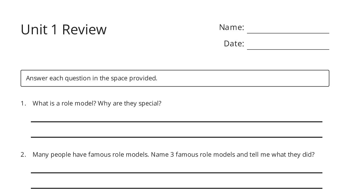 Unit 1 Review - My Worksheet Maker: Create Your Own Worksheets