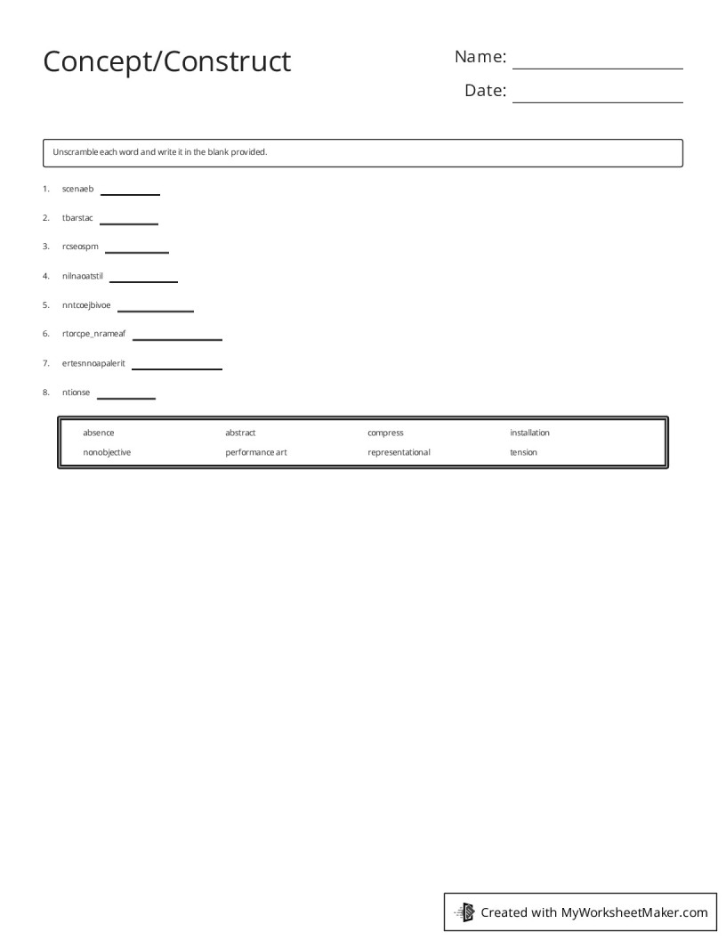 Concept/Construct - My Worksheet Maker: Create Your Own Worksheets