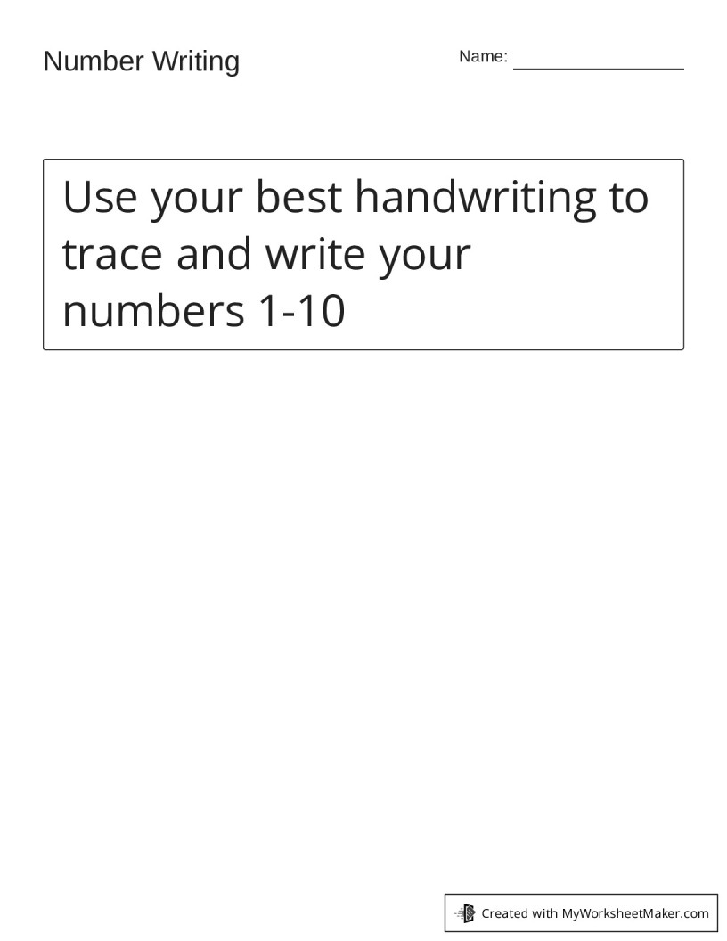 Number Writing - My Worksheet Maker: Create Your Own Worksheets
