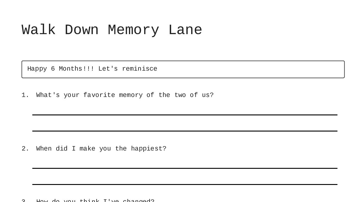 Walk Down Memory Lane - My Worksheet Maker: Create Your Own Worksheets