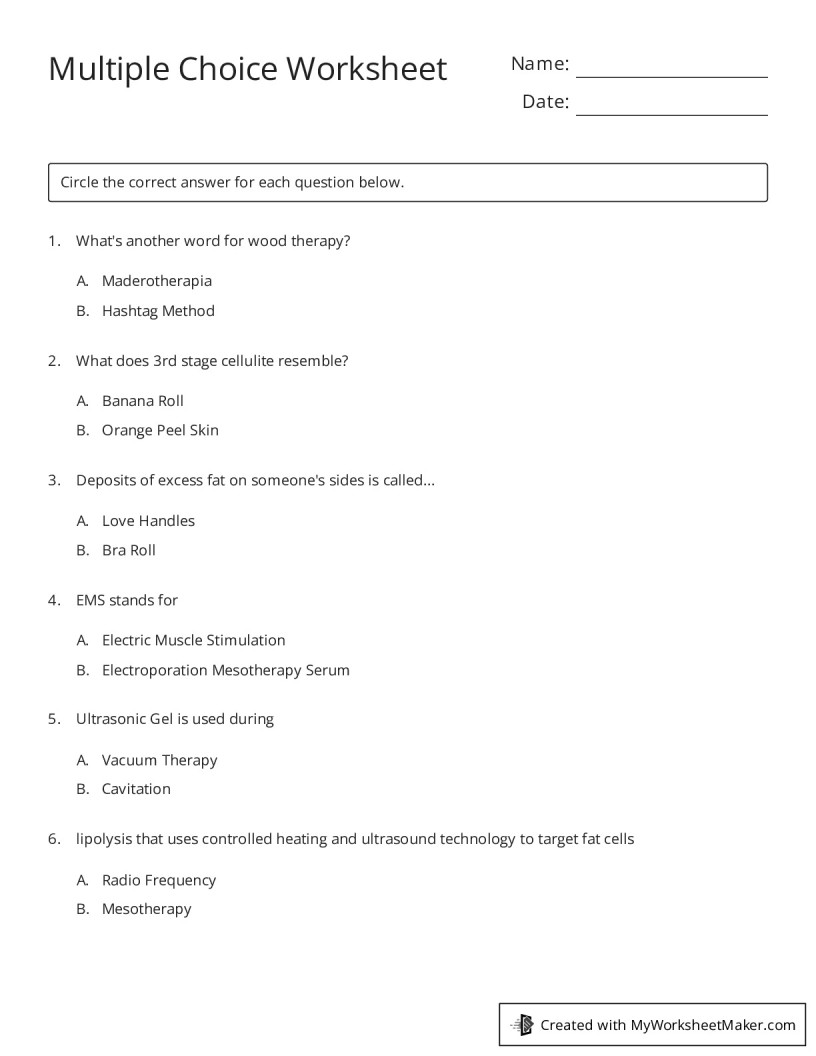 Multiple Choice Worksheet - My Worksheet Maker: Create Your Own Worksheets