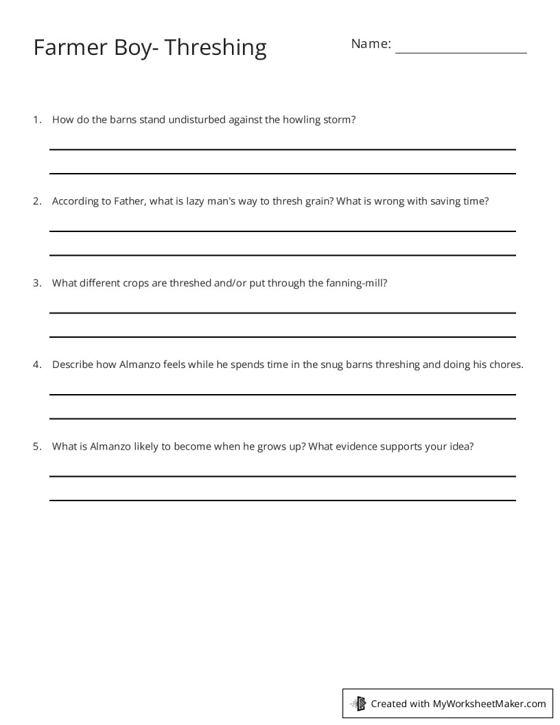 Farmer Boy- Threshing - My Worksheet Maker: Create Your Own Worksheets
