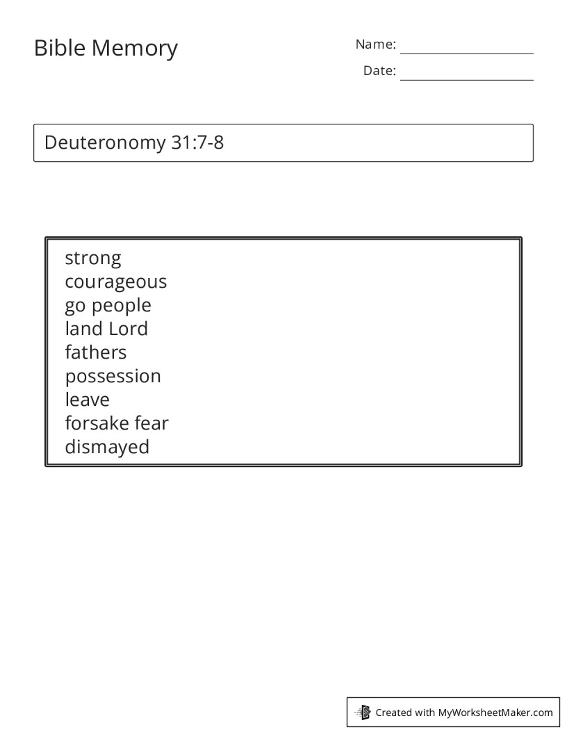 Bible Memory - My Worksheet Maker: Create Your Own Worksheets