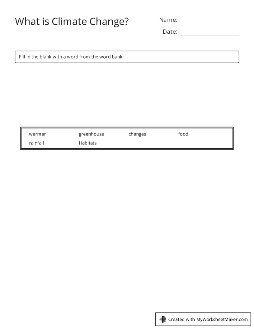 What is Climate Change? - My Worksheet Maker: Create Your Own Worksheets