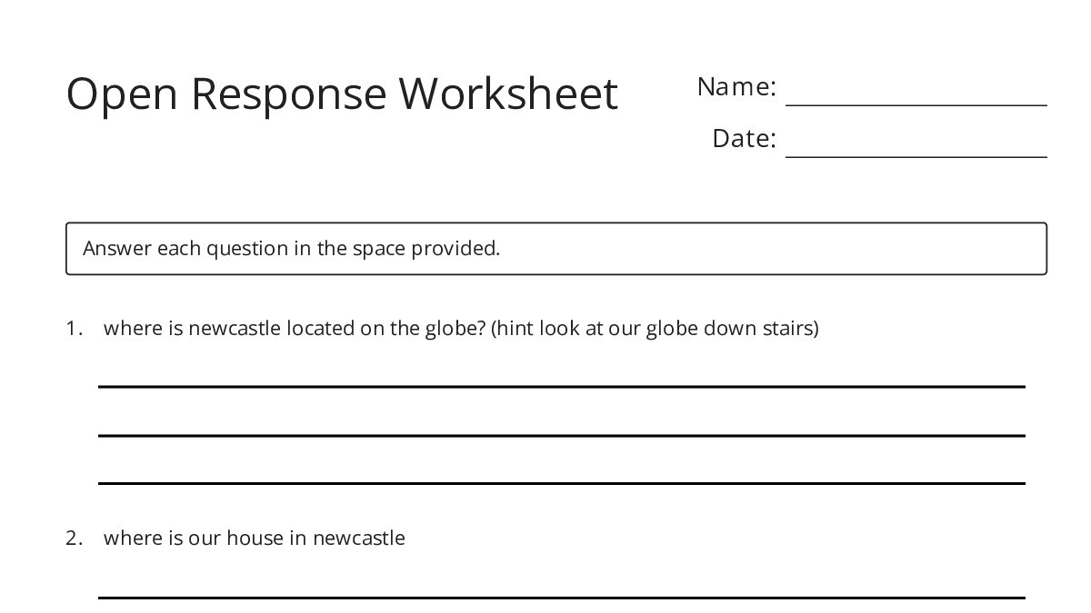 Open Response Worksheet - My Worksheet Maker: Create Your Own Worksheets