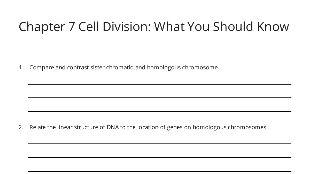 Chapter 7 Cell Division: What You Should Know - My Worksheet Maker ...