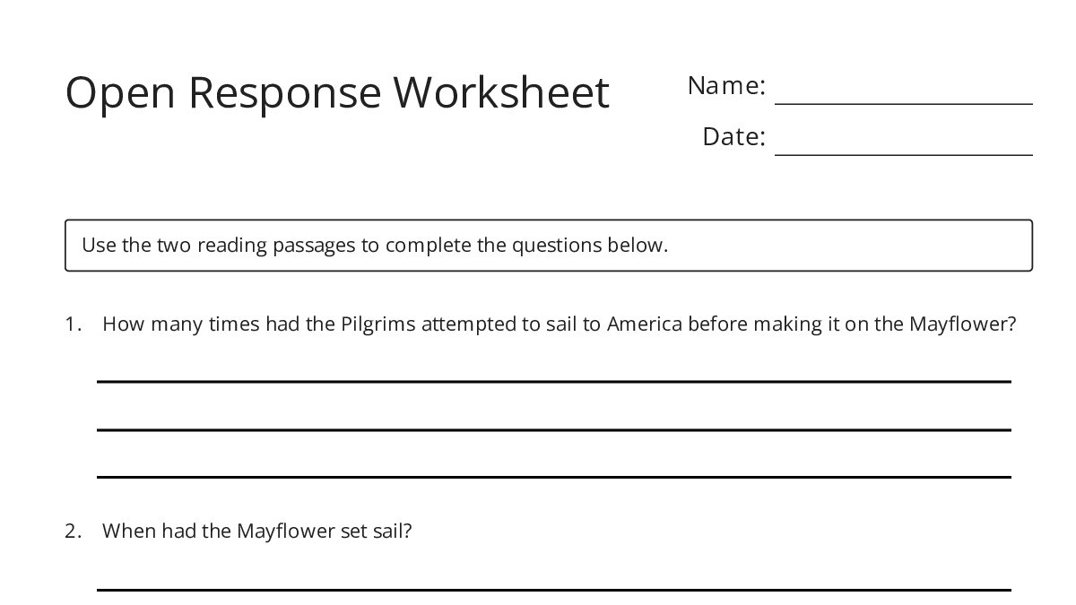 Open Response Worksheet - My Worksheet Maker: Create Your Own Worksheets