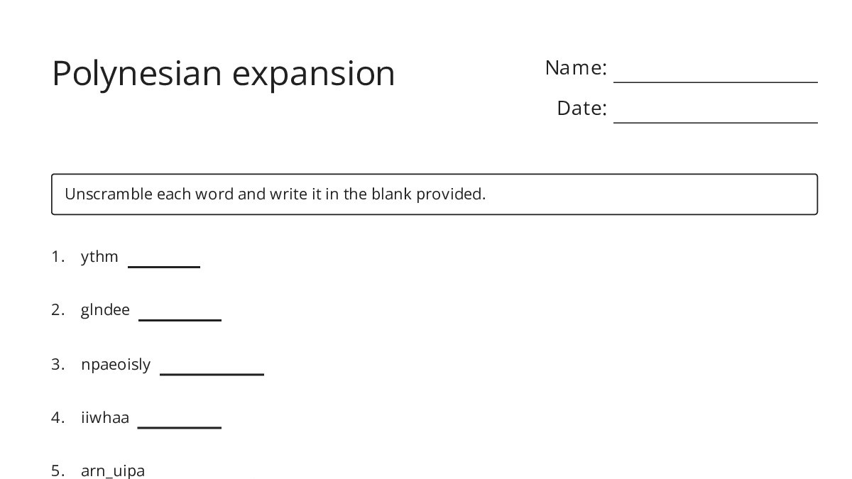 Polynesian expansion - My Worksheet Maker: Create Your Own Worksheets