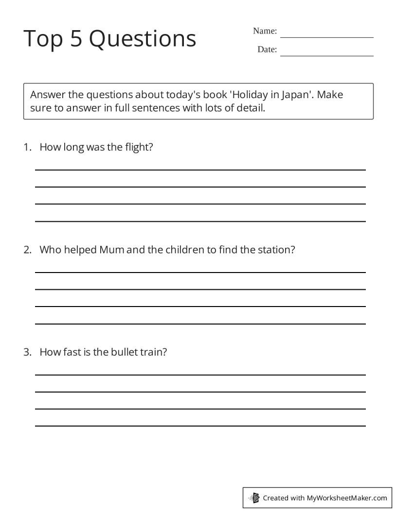 Top 5 Questions - My Worksheet Maker: Create Your Own Worksheets