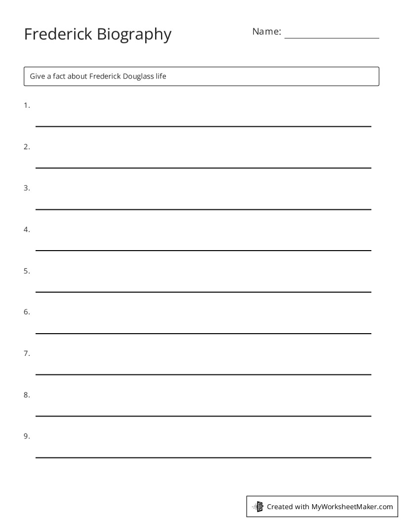 Frederick Biography - My Worksheet Maker: Create Your Own Worksheets