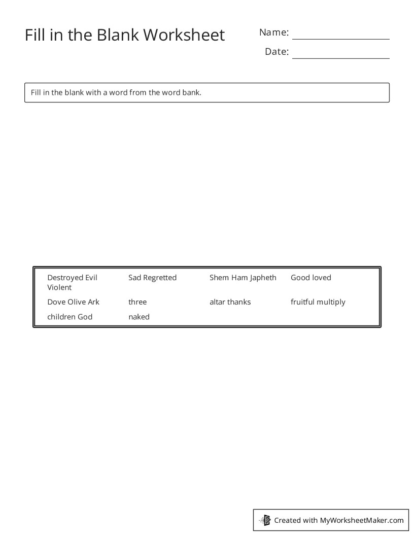 Fill in the Blank Worksheet - My Worksheet Maker: Create Your Own ...