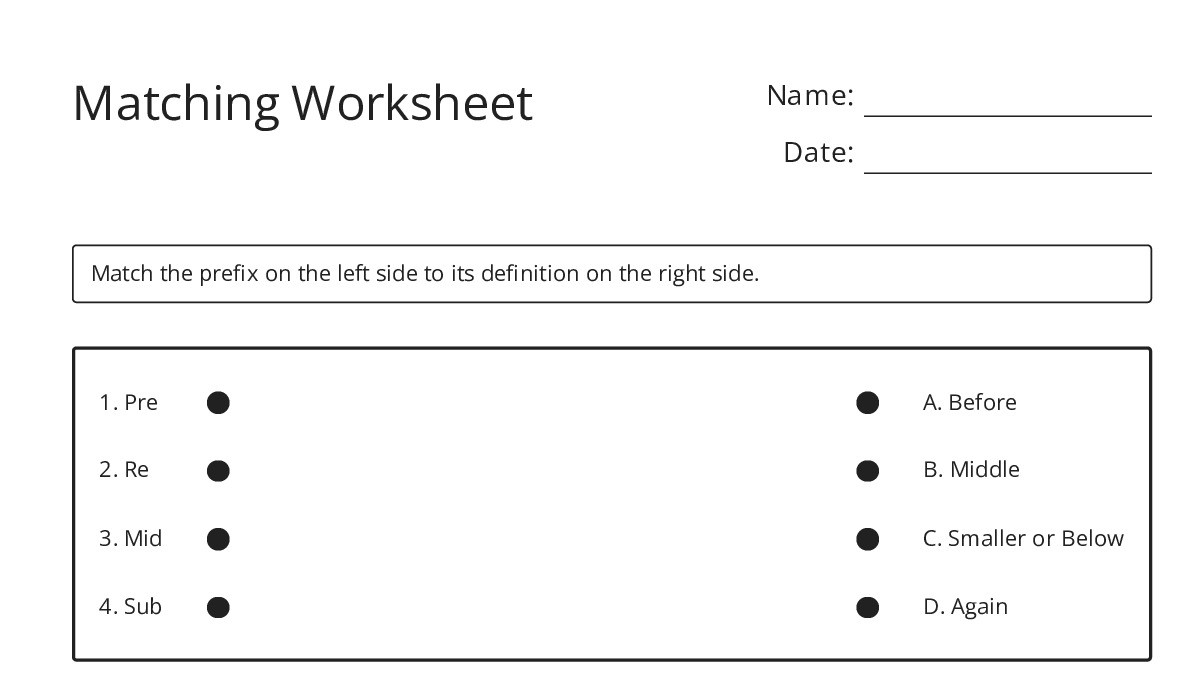 Matching Worksheet - My Worksheet Maker: Create Your Own Worksheets