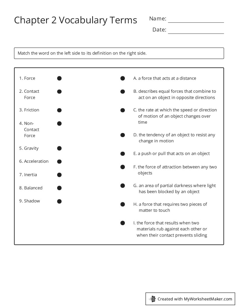 Chapter 2 Vocabulary Terms - My Worksheet Maker: Create Your Own Worksheets