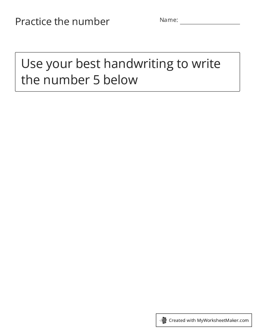 Practice the number - My Worksheet Maker: Create Your Own Worksheets