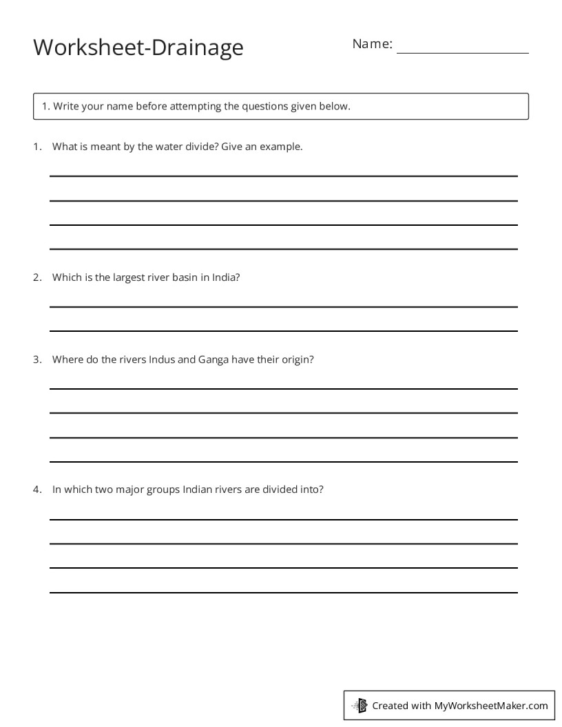 Worksheet-Drainage - My Worksheet Maker: Create Your Own Worksheets