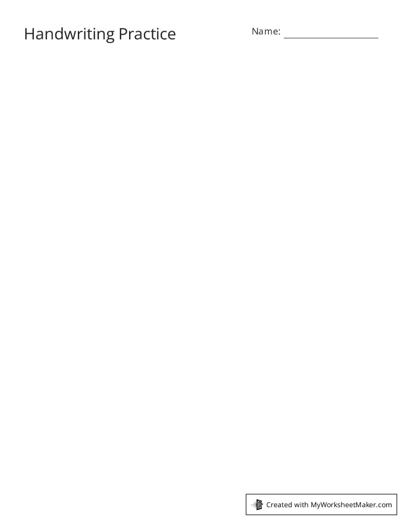 Handwriting Practice - My Worksheet Maker: Create Your Own Worksheets