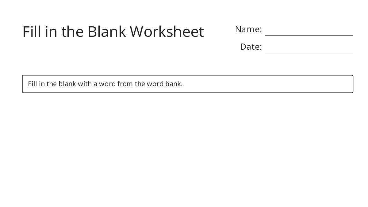 Fill in the Blank Worksheet - My Worksheet Maker: Create Your Own ...