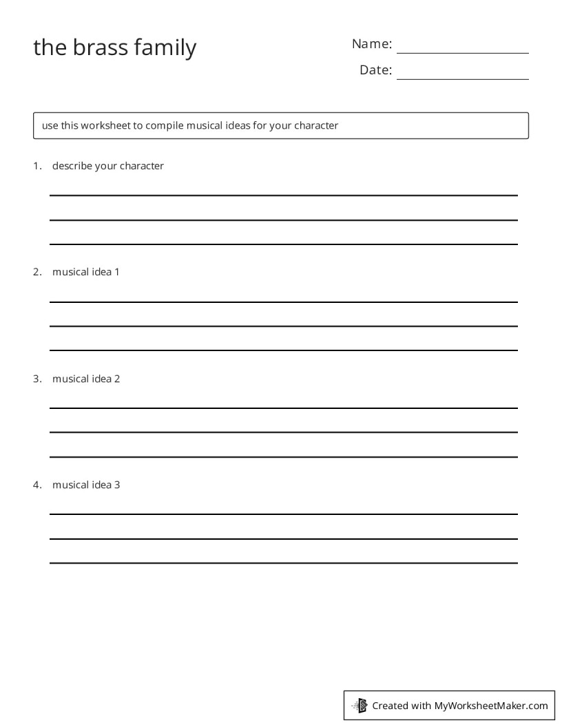 the brass family - My Worksheet Maker: Create Your Own Worksheets
