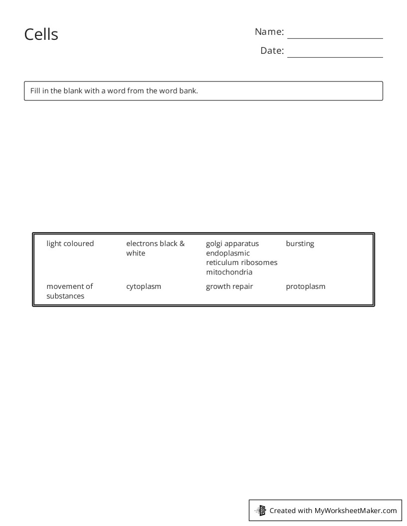 Cells - My Worksheet Maker: Create Your Own Worksheets