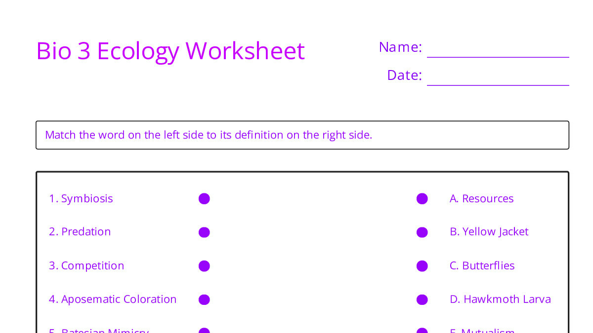 Bio 3 Ecology Worksheet - My Worksheet Maker: Create Your Own Worksheets